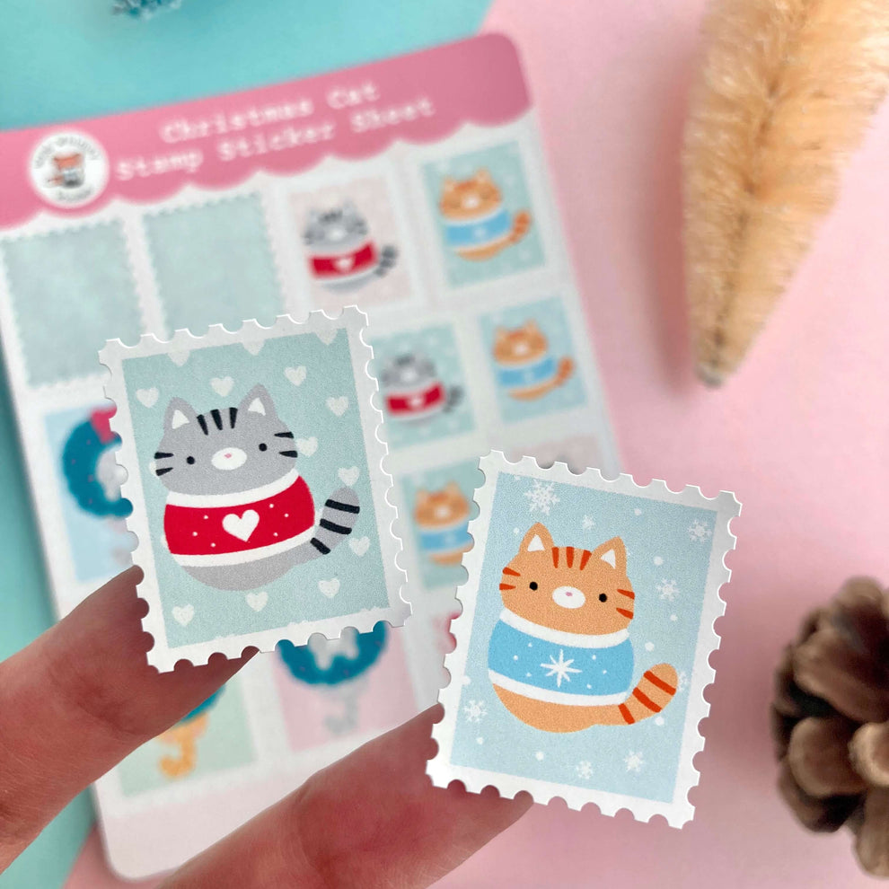 Christmas Cat Stamp Sticker Sheet – Wild Whimsy Woolies