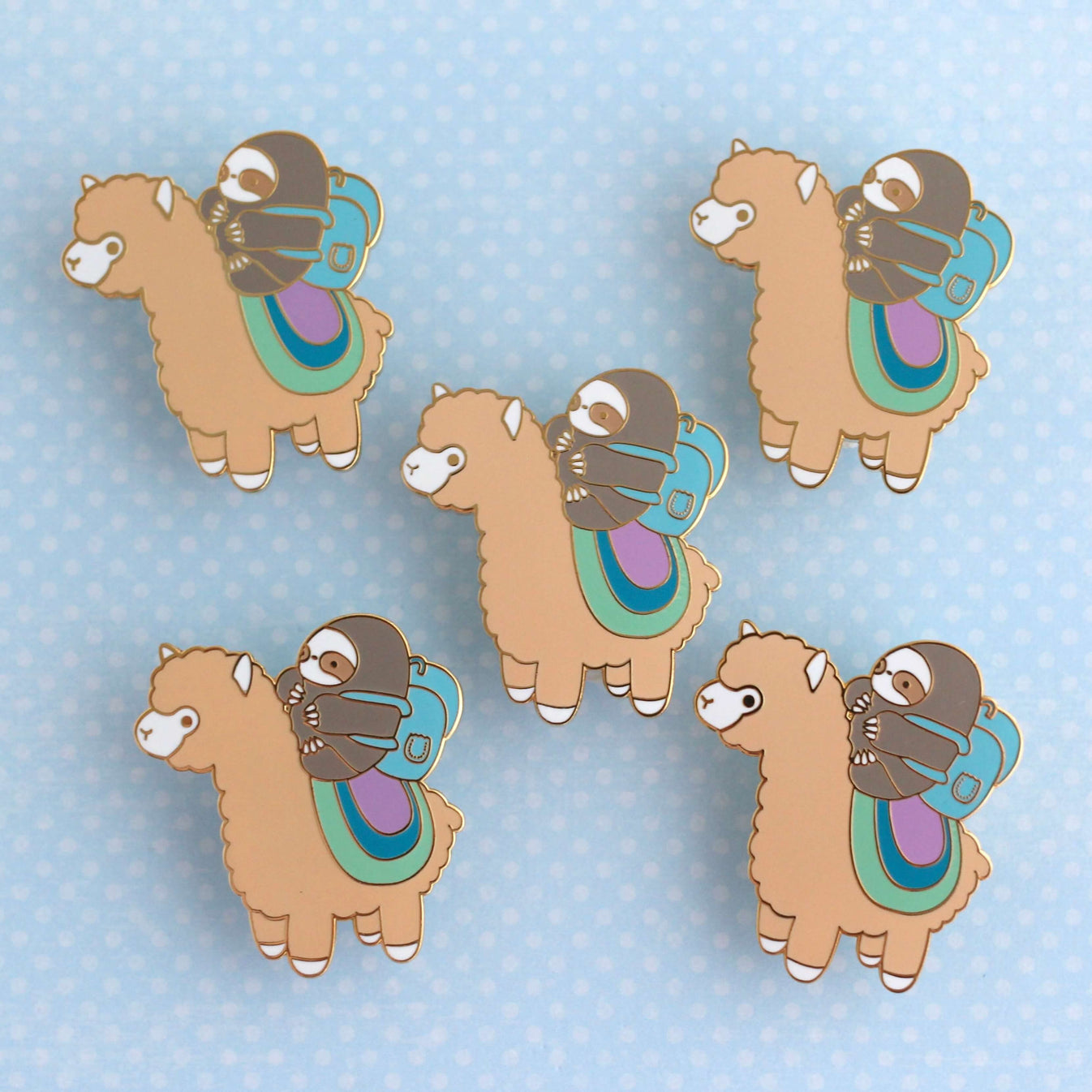 Sloth and Alpaca Adventurer Enamel Pin (Gold) - Llama Pin for Backpack ...