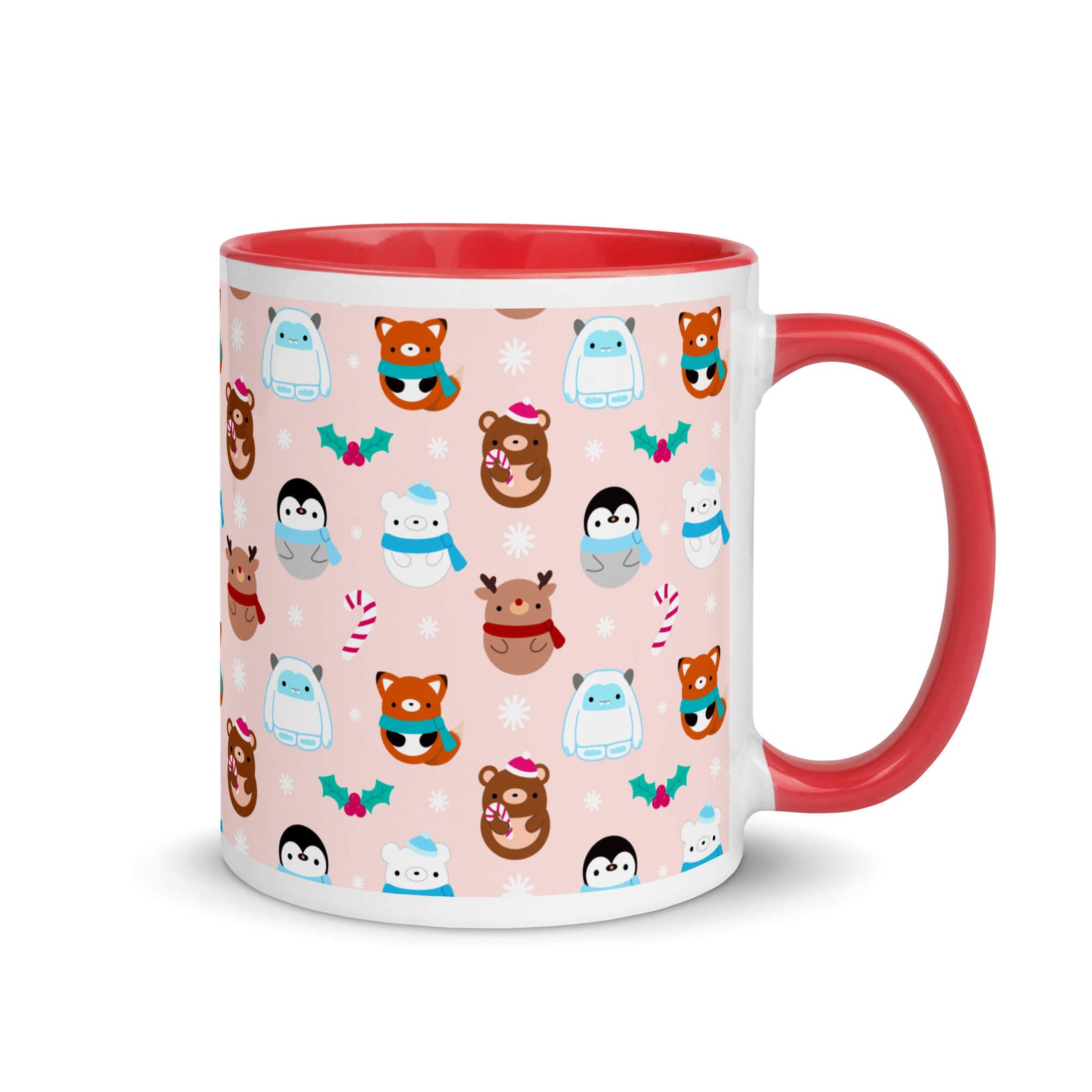 Red Christmas Coffee Mug - Yetis, Reindeer, Penguins, Bears and Foxes ...