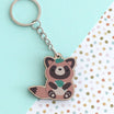 Wild Whimsy Woolies - Tanuki Wooden Keychain - Japanese Raccoon Dog