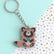 Wild Whimsy Woolies - Tanuki Wooden Keychain - Japanese Raccoon Dog