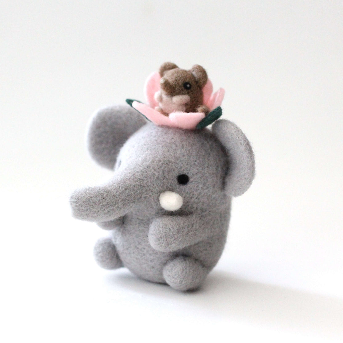 Elephant and Elephant Shrew in a Flower – Wild Whimsy Woolies