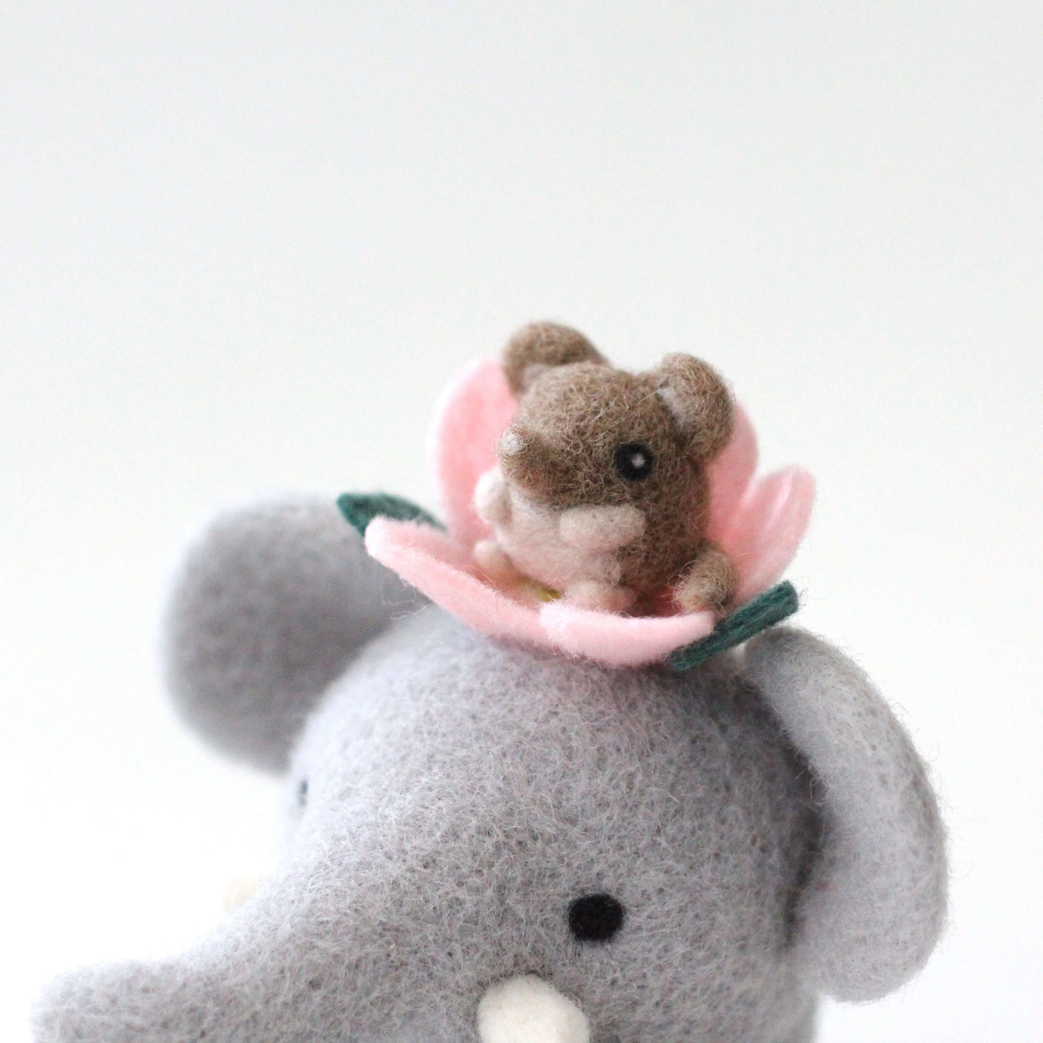 Elephant and Elephant Shrew in a Flower – Wild Whimsy Woolies