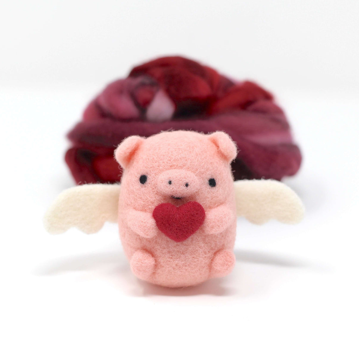 Needle Felted Flying Pig with Heart – Wild Whimsy Woolies