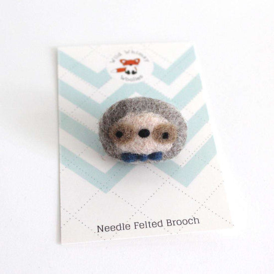 Needle Felted Sloth Brooch – Wild Whimsy Woolies