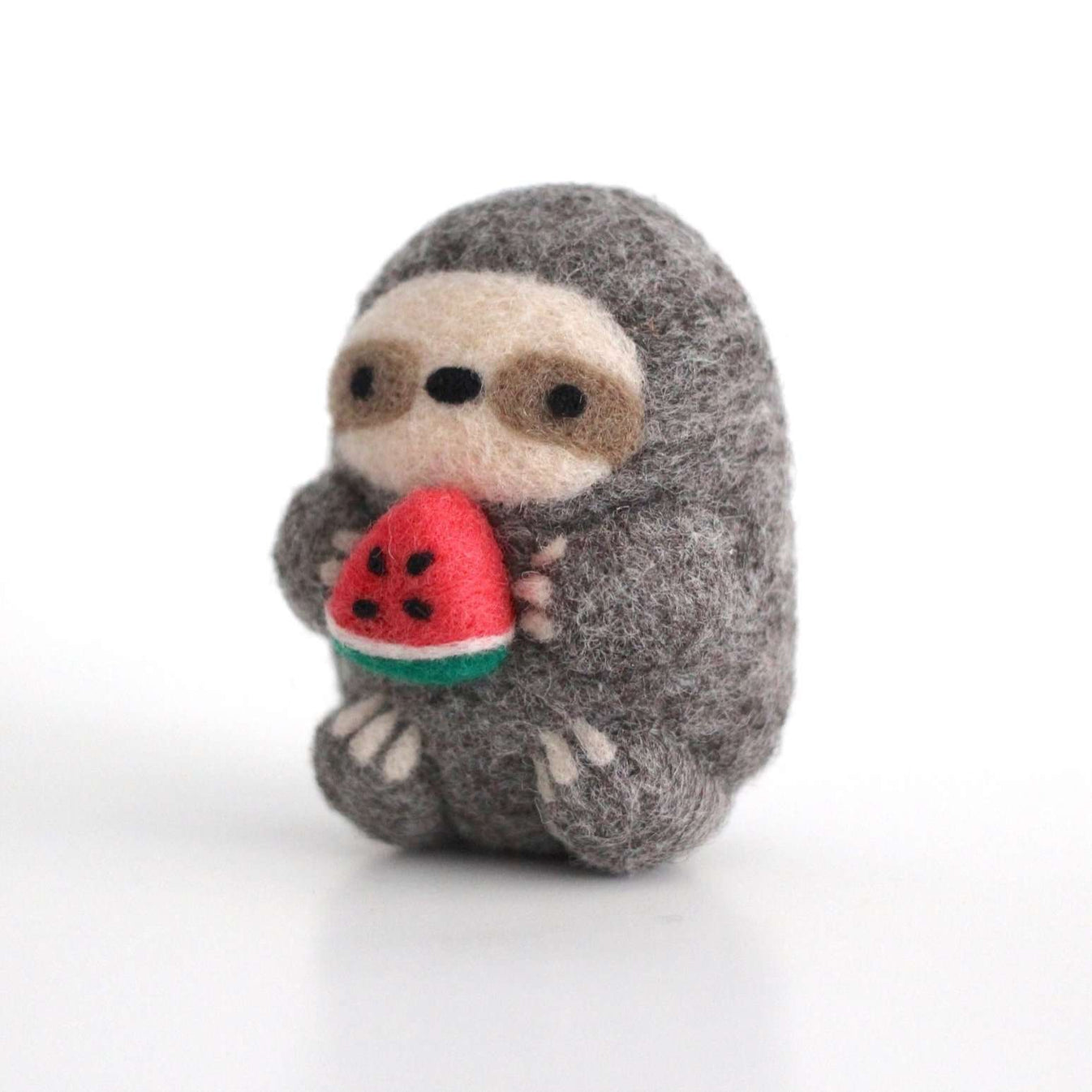Needle Felted Sloth holding Watermelon – Wild Whimsy Woolies