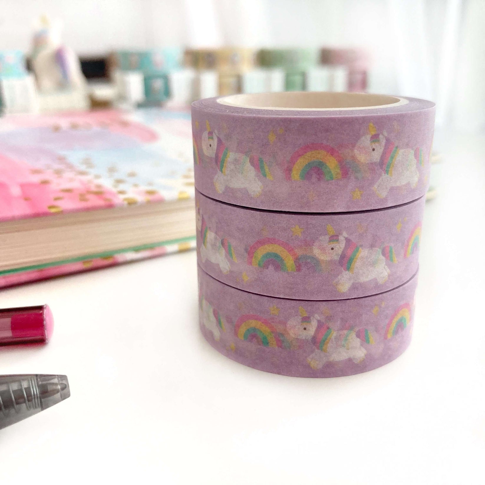 Rainbow Unicorn Washi Tape - Unicorn Stationery Gift – Wild Whimsy Woolies
