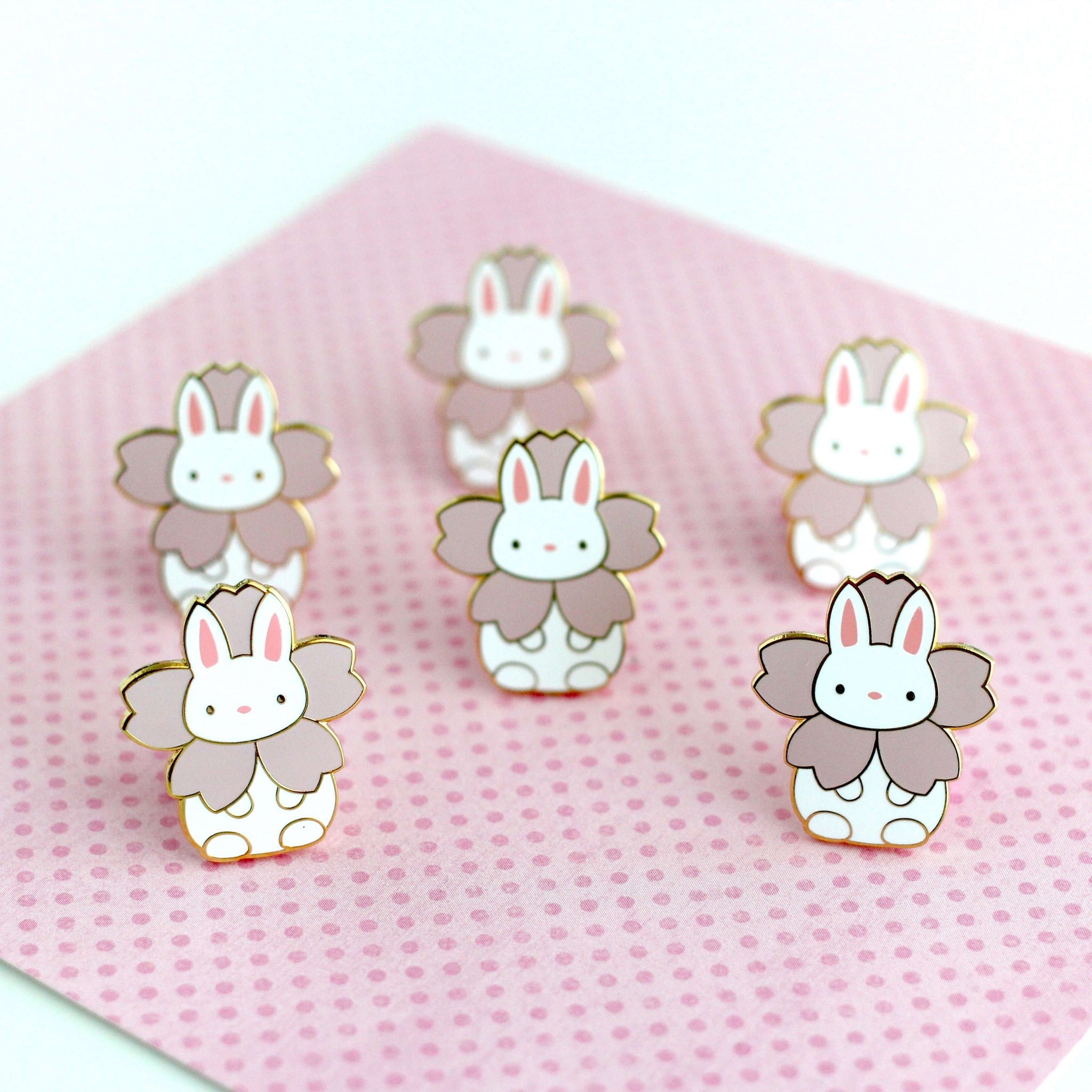 Wild Whimsy Woolies - Sakura Bunny Pin - Bunny Enamel Pin - Rabbit Jewelry