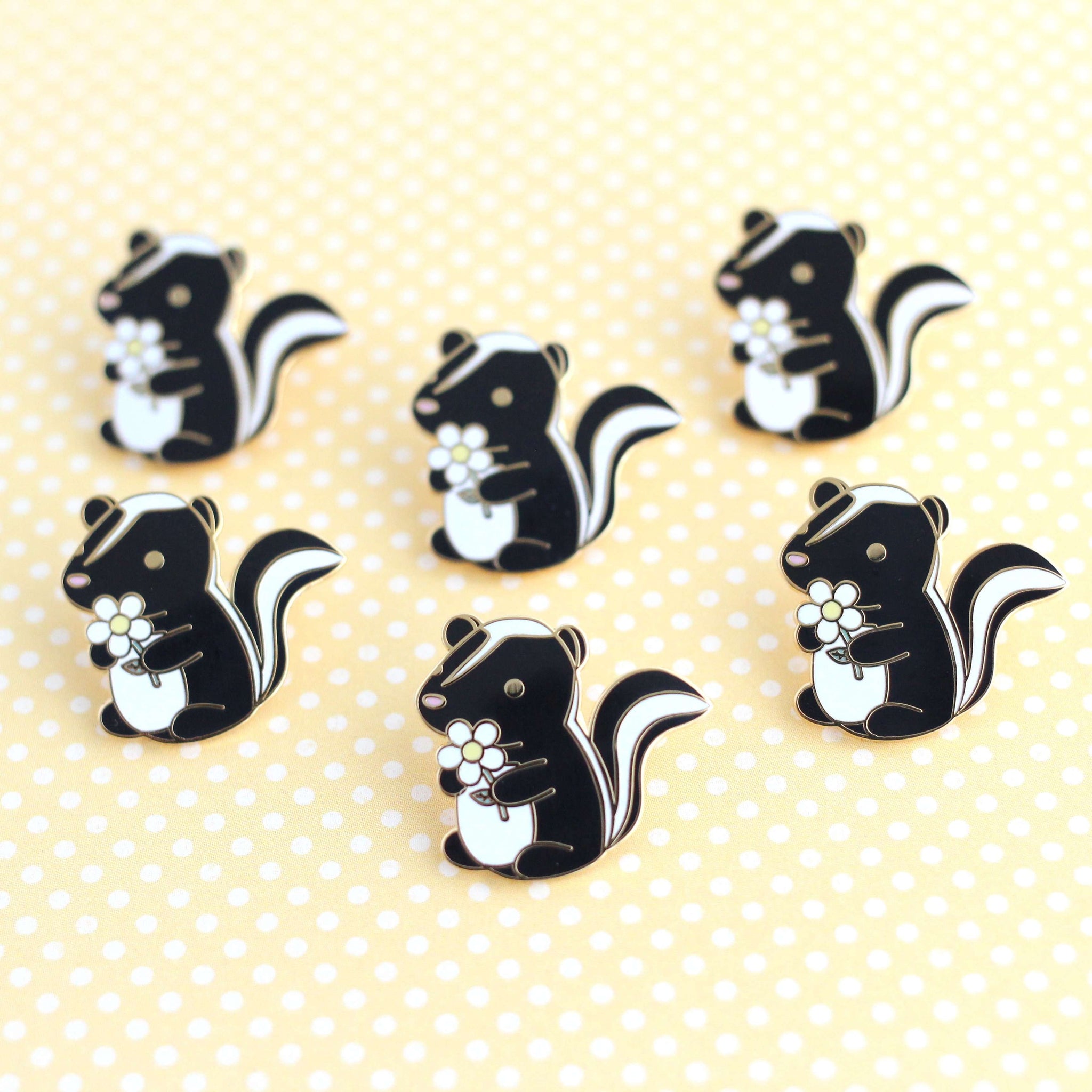 Wild Whimsy Woolies - Skunk and Daisy Enamel Pin (Black Variant) - Cute ...